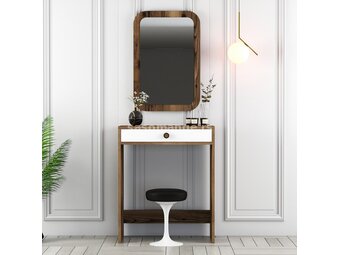 HANAH HOME Sto za šminkanje Lizbon Mirror Walnut White