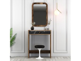 HANAH HOME Sto za šminkanje Lizbon Mirror Walnut Black Marble