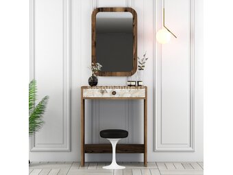 HANAH HOME Sto za šminkanje Lizbon Mirror Walnut White Marble