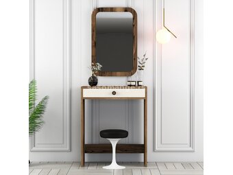 HANAH HOME Sto za šminkanje Lizbon Mirror Walnut Cream