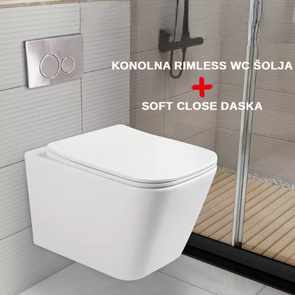 MIDO RIMLESS konzolna wc šolja u kompletu sa softclose wc daskom