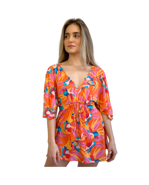 Orange Bloom Mini Dress