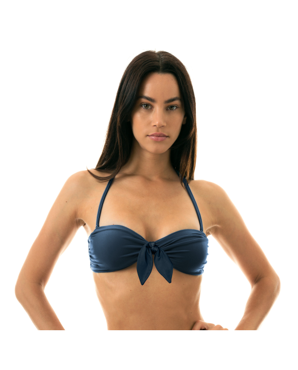 Bandeau-Top Blau Glänzend, Träger Abnehmbar - Top Shark Bandeau