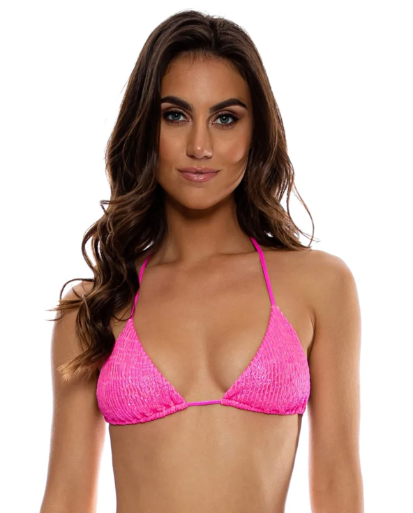 Top Wavy Ruched Bella Metallic Hot Pink