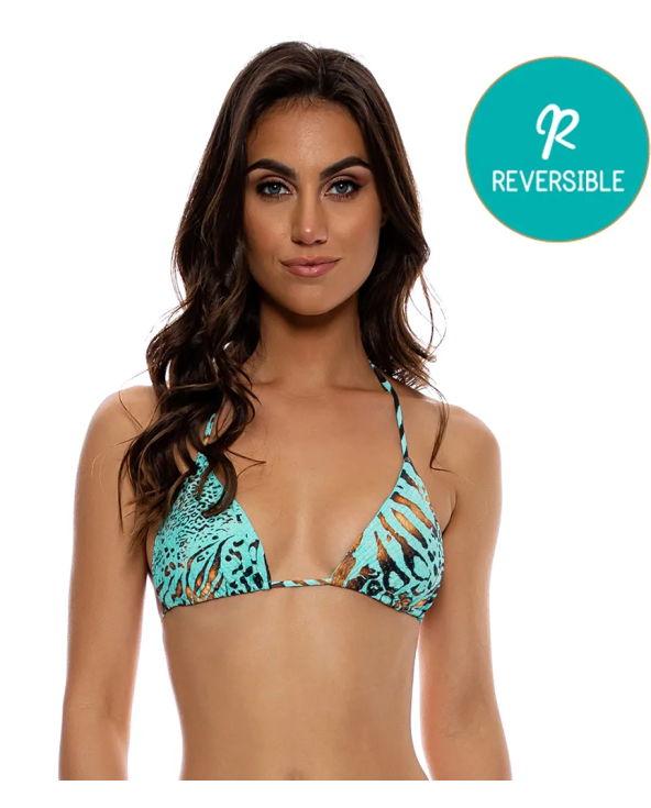 Top Wavy Ruched Animale Aqua