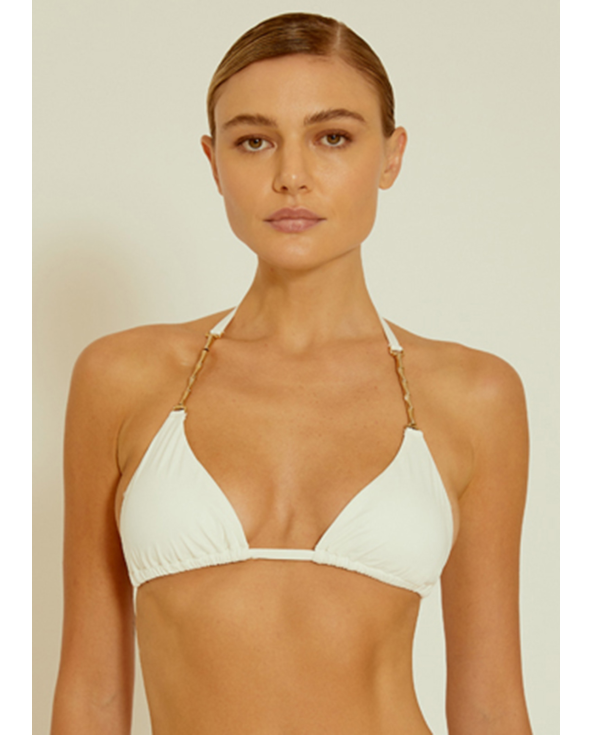 Top Embellished Bikini Off White