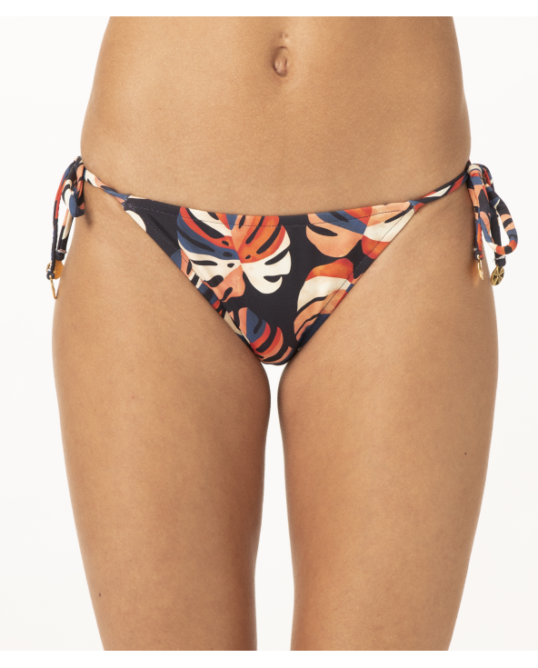 Brazilian Bikinihose Marineblaugrundig Mit Tropischem Blattprint - Bottom Rolote Adao