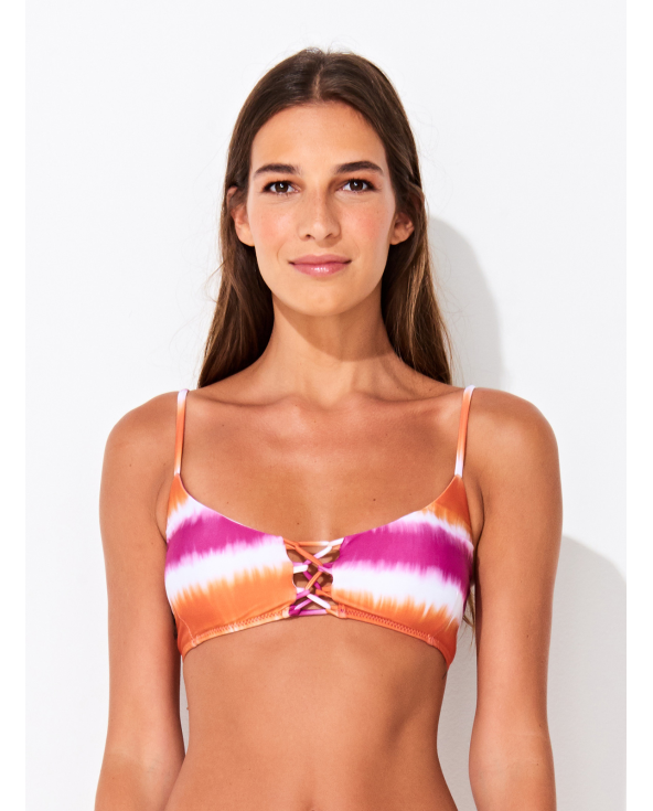 Bustier-Top Mit Schnürdetail, Tie-Dye-Print Rosa/Orange - Top Laced Paint Pink