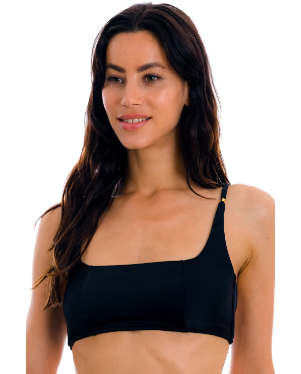 Schwarzes Sport-Bustier Mit Goldenen Details - Top Preto Bra-Sport