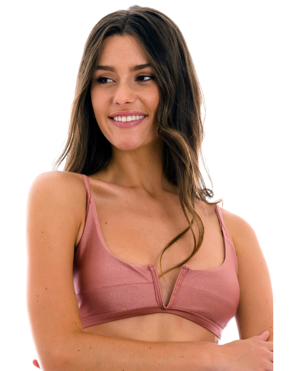 Bustier-Top V-Förmig Verstellbar Rosa Schimmernd - Top Callas Bra-V