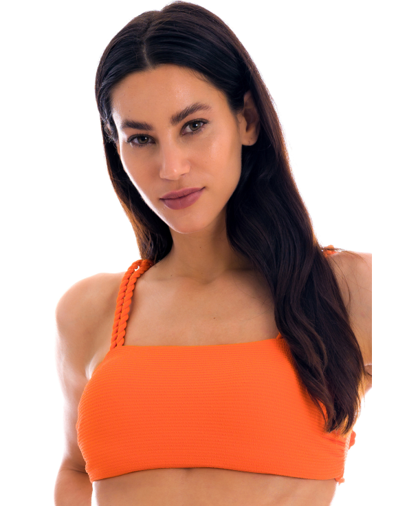 Bustier-Top Orange Texturiert, Gedrehte Schnüre - Top St-Tpz-Tangerina Reto