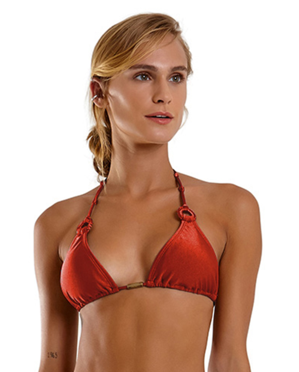 Ziegelrotes Triangel-Top Mit Ringdetail - Top Sexy Liso Vermelho