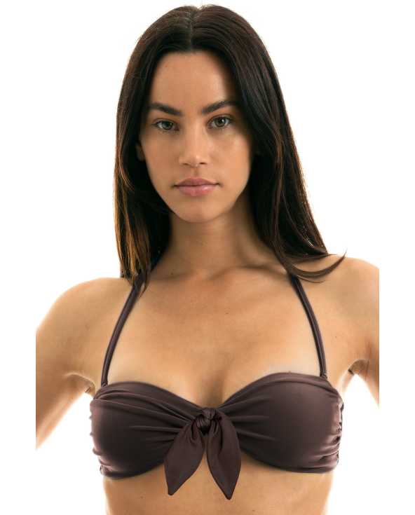 Bandeau-Top Braun Glänzend, Träger Abnehmbar - Top Meteorite Bandeau