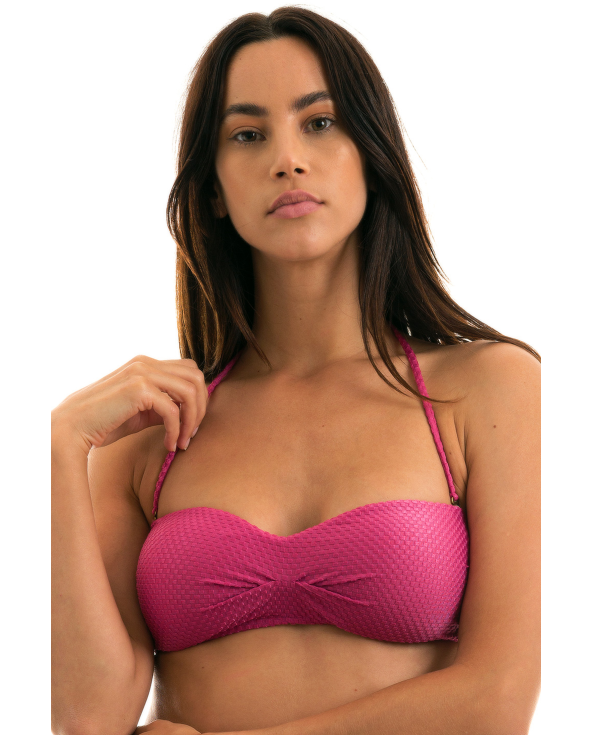 Rosa Texturiertes Plissiertes Bandeau-Top - Top Cloque Lichia Bandeau