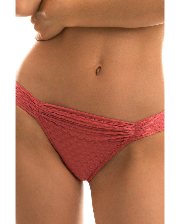 Ziegelfarbene Bikinihose Mit Reliefeffekt - Bottom Kiwanda Madras Bandeau