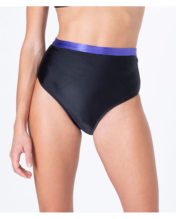 High-Waist-Bikinihose In Schwarz/Violett - Bottom Hot Intimates