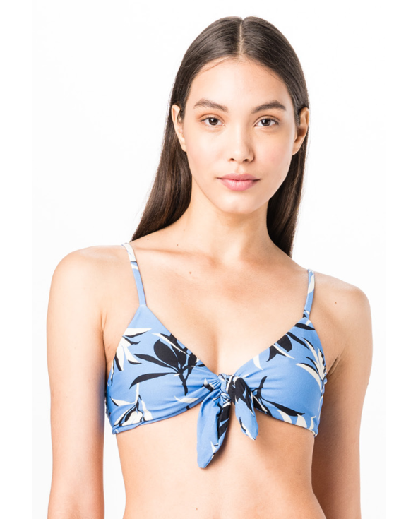 Bustier-Top Blaugrundig Geblümt, Frontknoten - Top Bow Azul Jones