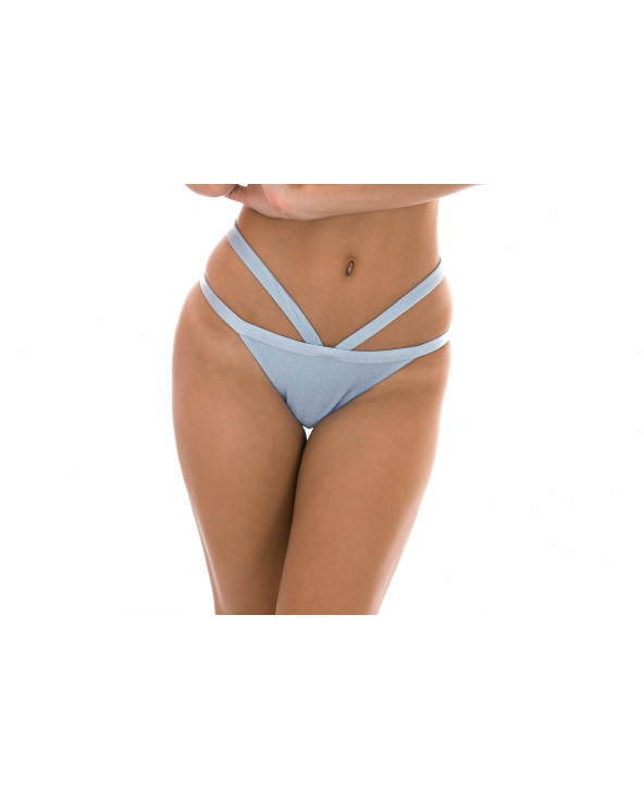 Silberne Feste Bikinihose, Doppelte Schnüre - Calcinha Silver Triangulo