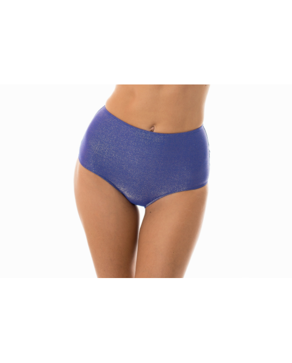 Schimmernde Hochtaillierte Lurex-Bikinihose - Calcinha Radiante Azul Marinho Hot Pant