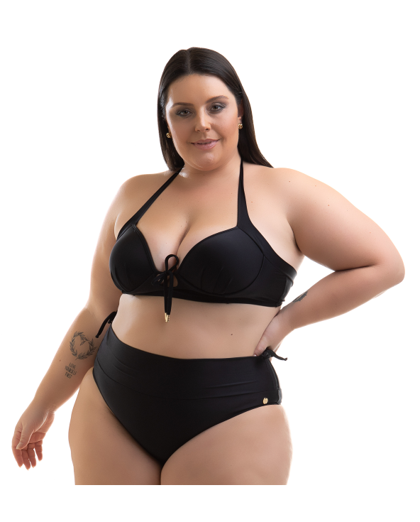 Schwarzer Plus-Size-Balconette-Bikini Und High-Waist-Bikinihose - Bikini Betyna Preto