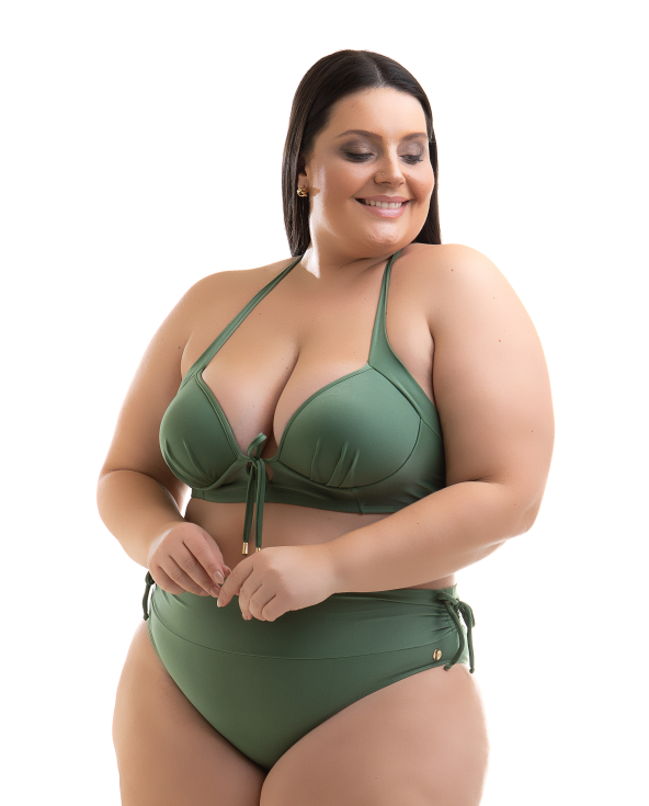Militärgrüner Plus-Size-Balconette-Bikini Und High-Waist-Bikinihose - Bikini Betyna Agave