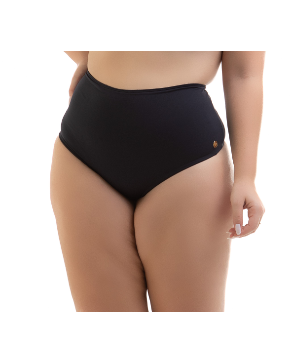 Schwarze Hochtaillierte Plus Size String-Bikinihose - Calcinha Fio Hot Pants Preto