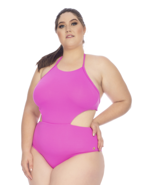 Plus Size Brazilian Monokini In Uni-Rosa - Maio Engana Mamae Katy Rosa