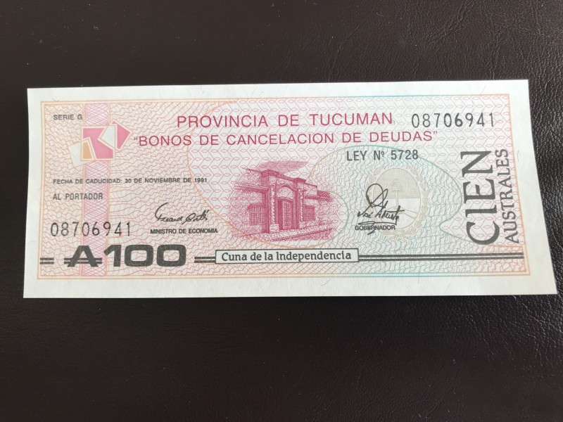 ARGENTINA 100 AUSTRALES. UNC.