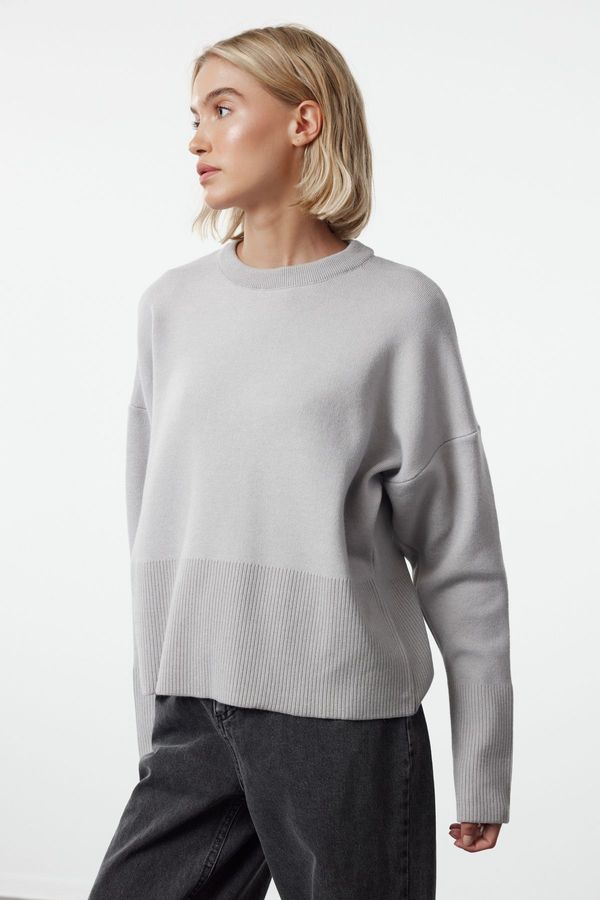 Trendyol Gray Premium Yarn/Special Yarn Soft Textured Knitwear Sweater