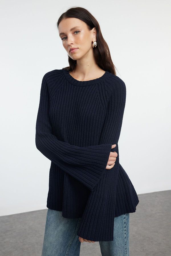 Trendyol Navy Blue More Sustainable Peplum Detailed Knitwear Sweater