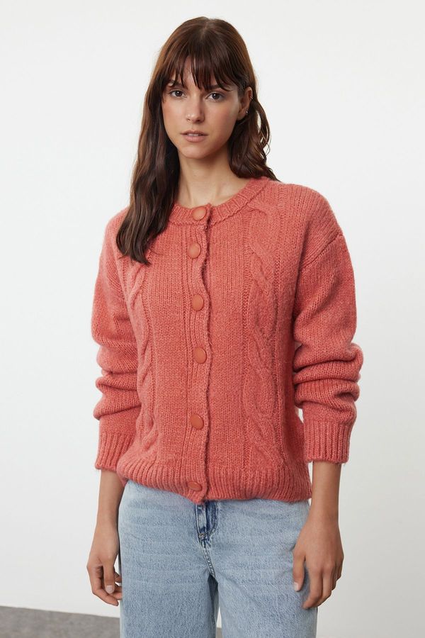 Trendyol Dusty Rose Knit Detailed Knitwear Cardigan