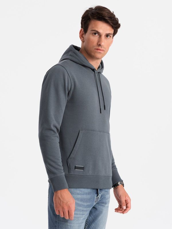 OMBRE BASIC MEN'S COTTON KANGAROO HOODED SWEATSHIRT - GRAPHITE