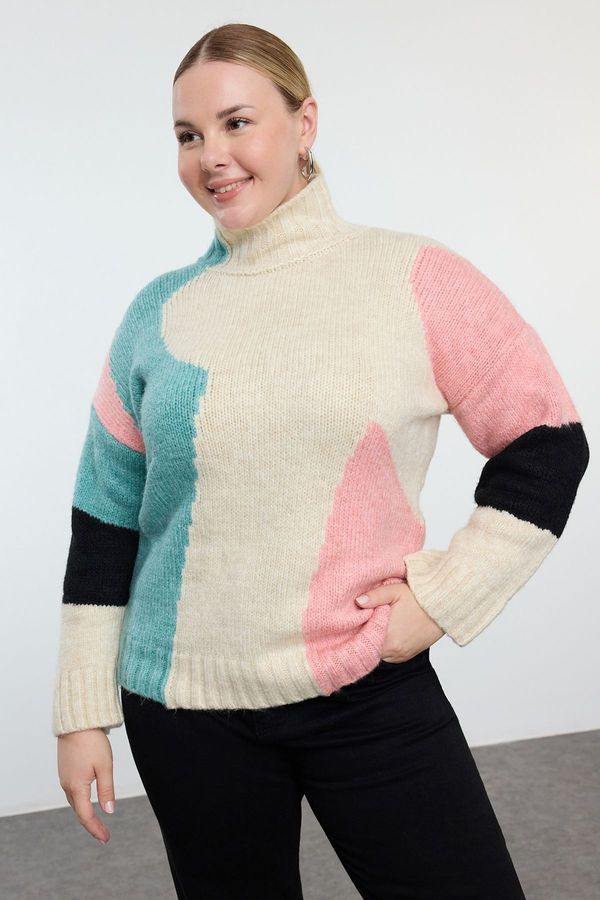 Trendyol Curve Multicolored Color Block Knit Sweater