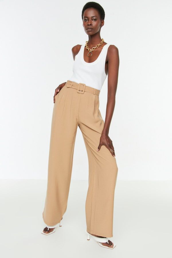 Trendyol Beige Belted Trousers