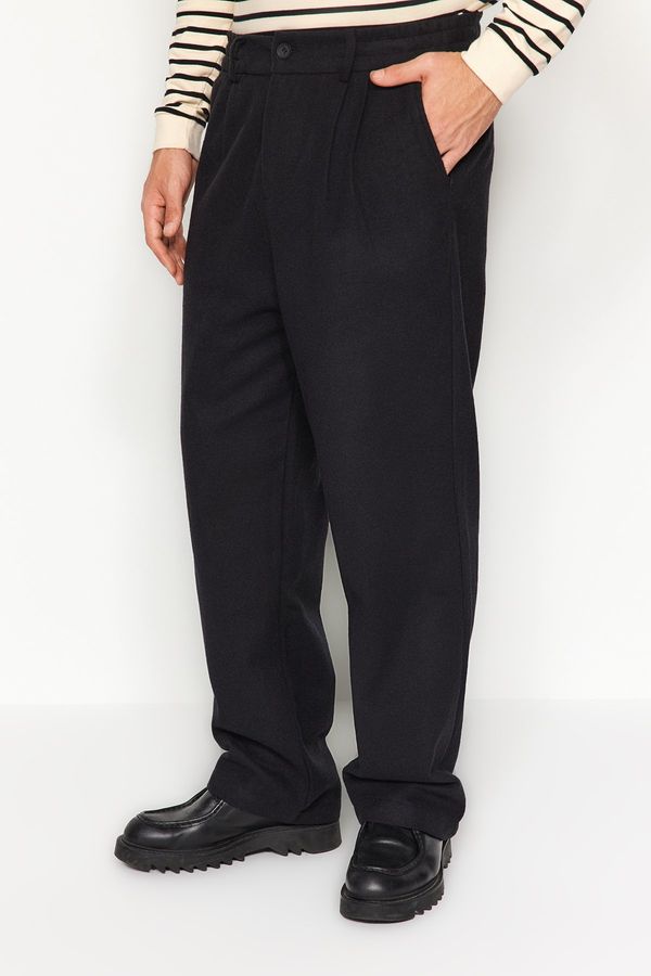 Trendyol Black Wide Leg Stamped Trousers