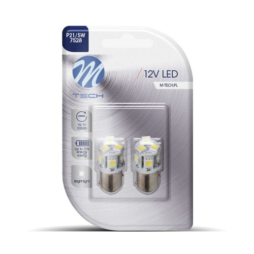 Sijalice 2 Kom P21/5W Bay15D Blister Led M-Tech