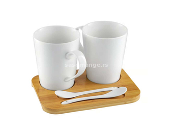 Porcelanski set 2 šolje sa daskom od bambusa Dajar DJ45581