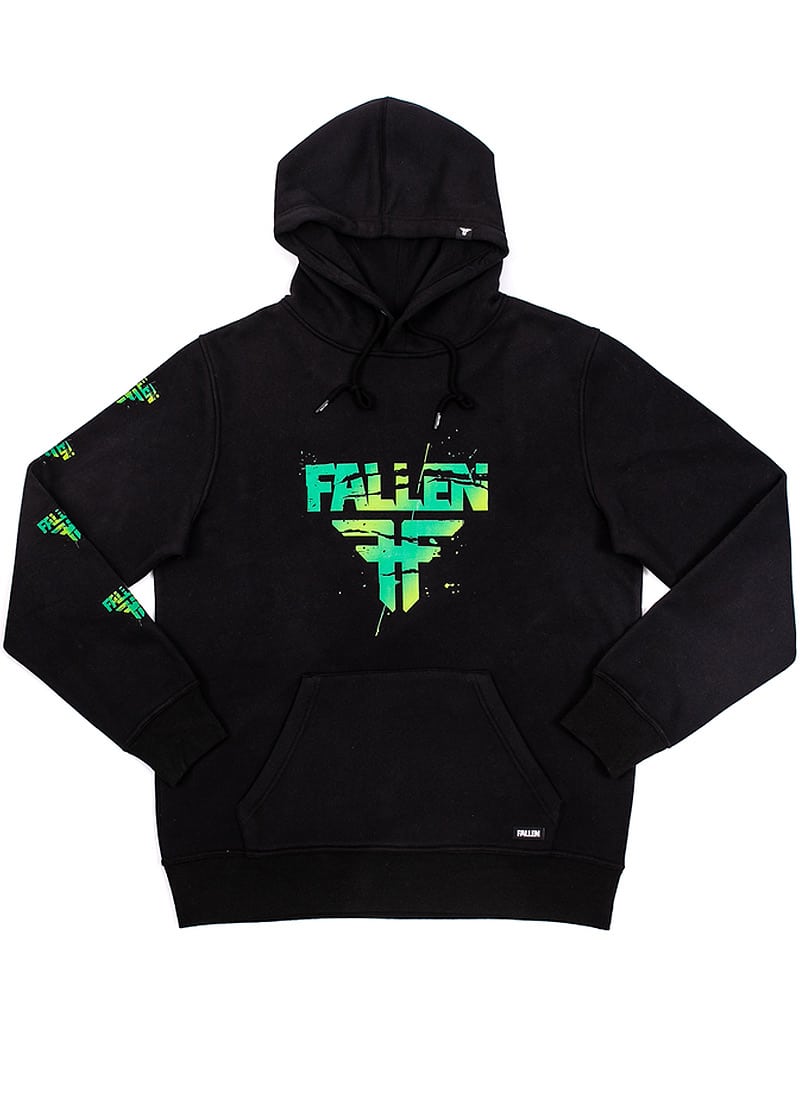 FALLEN CRACKED HOODIE – BLACK / GREEN