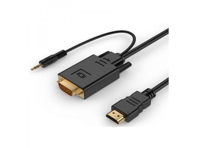 A-HDMI-VGA-03-5M Gembird HDMI to VGA and audio adapter cable, single port, 5m, black