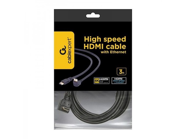 CC-HDMI490-10 Gembird HDMI kabl v.2.0 3D/4K TV konektor pod uglom 90 stepeni 3m