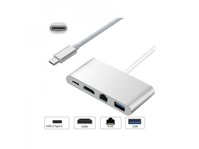 E-green Adapter USB Tip C - HDMI + USB 3.0 + Tip C + RJ45 (F)