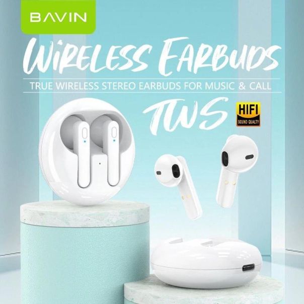 BAVIN Earbuds Wireless slušalice + kabl type-C bela