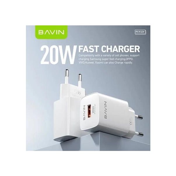 BAVIN Punjač 20W USB-A + kabl Lightning, bela