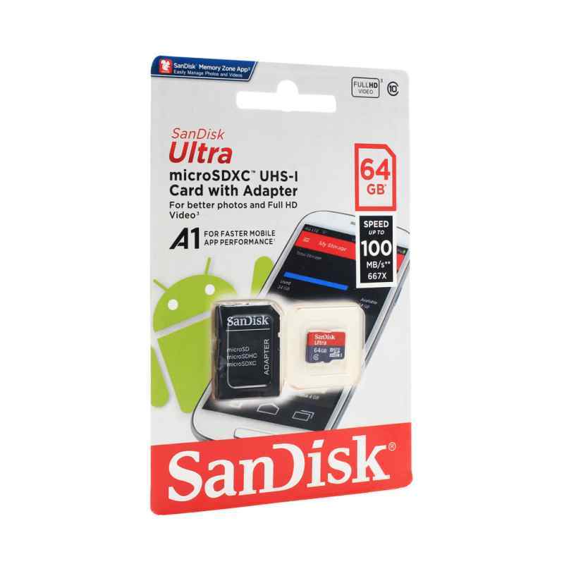 Mem,Kartica SanDisk SDHC 64GB Ultra Micro 100MB/s Class 10 sa adapterom ZJ CN