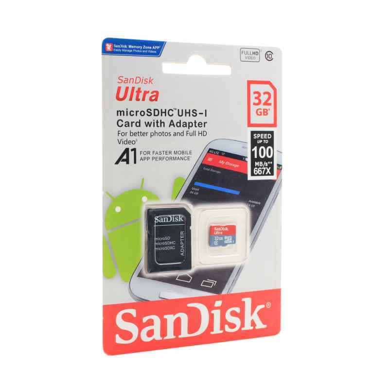 Mem,Kartica SanDisk SDHC 32GB Ultra Micro 100MB/s Class 10 sa adapterom ZJ CN