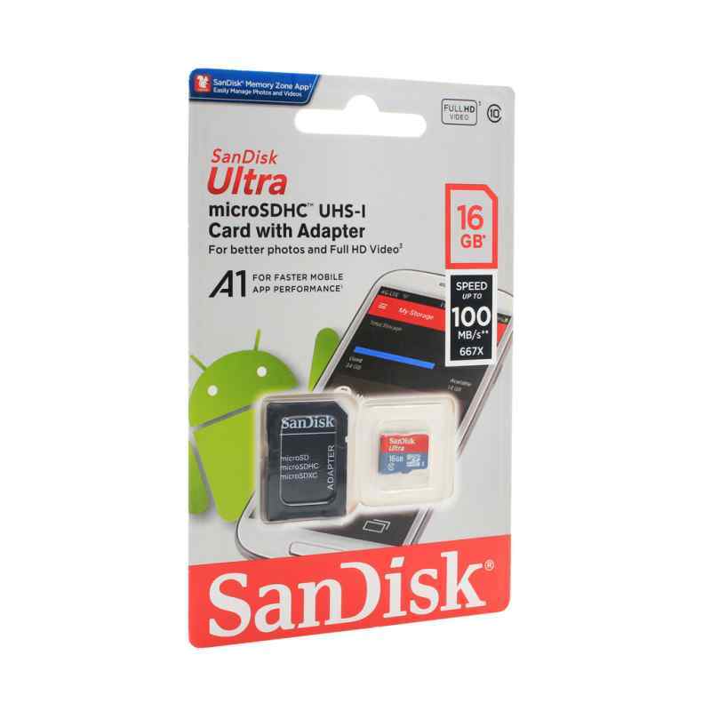 Mem,Kartica SanDisk SDHC 16GB Ultra Micro 100MB/s Class 10 sa adapterom ZJ CN