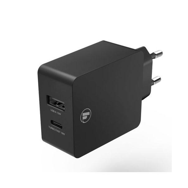 HAMA Kućni punjač PD Qualcomm USB-C+USB-A, 30W, crna