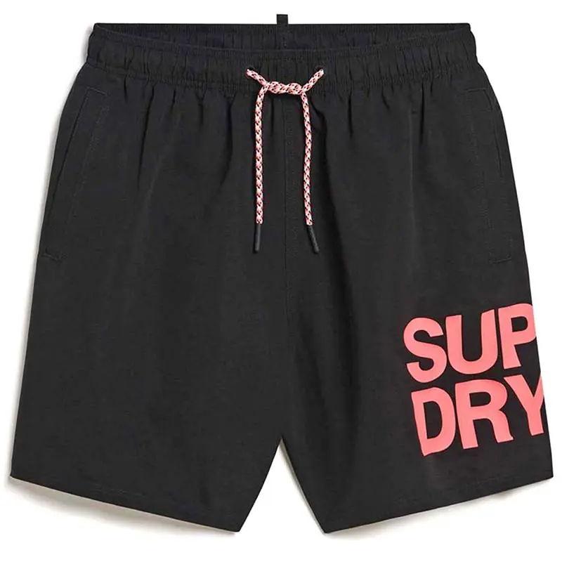 SUPERDRY Muški Šorc za kupanje, Crno-roze