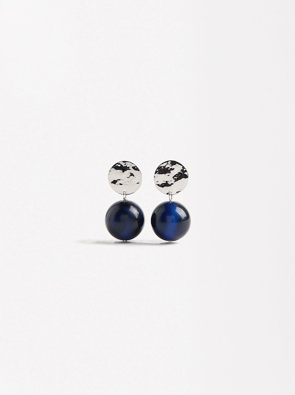 HAMMERED EFFECT EARRINGS WITH SPHERE