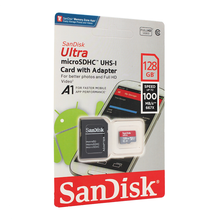 Memorijska Kartica SanDisk SDXC 128GB Ultra Micro 100MB/s Class 10 sa adapterom ZJ CN